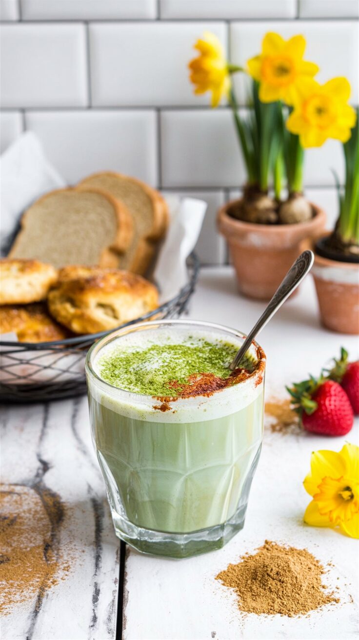 Matcha Green Tea Almond Milk Latte Recipe • HomeFoodBlog